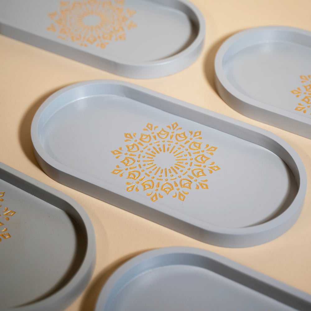 Shop Premium Pebble Grey Oval Tray | Serving wooden Tray