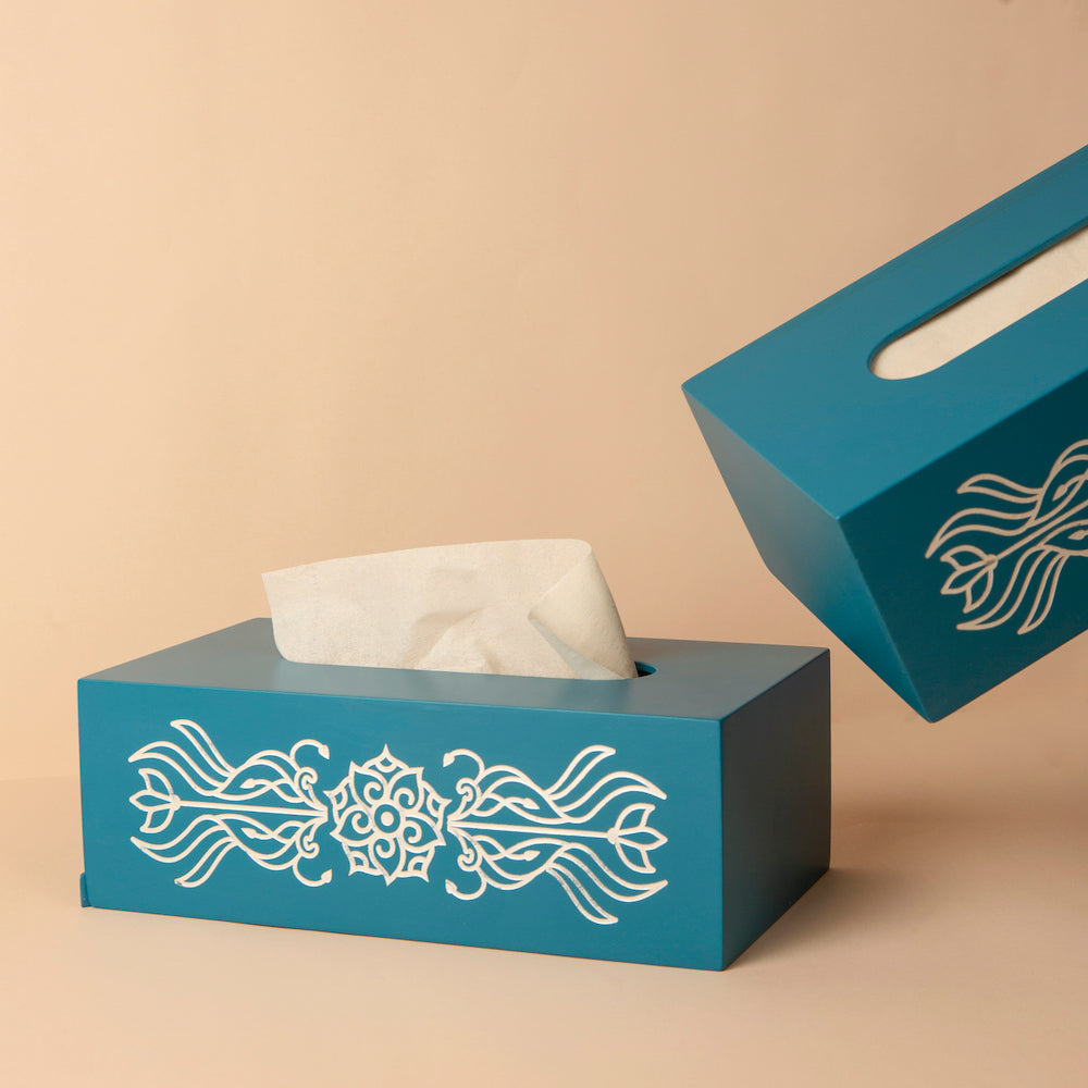 Tissue Holder Box - Premium MDF Engraved Blue