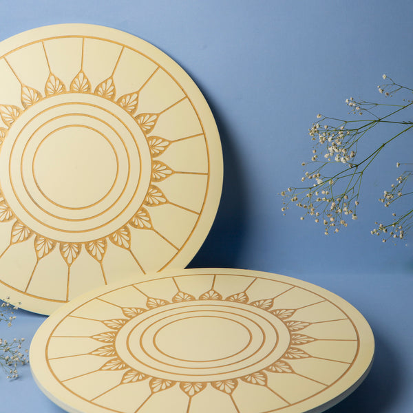 Order Online Dining Table Lazy Susan | Wooden with Engraved Mandala